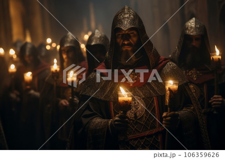 An artistic representation of a Templar ritual,...のイラスト素材 [106359626 ...