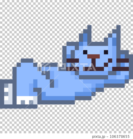 Pixel illustration of a cat lying down - Stock Illustration [106378655 ...