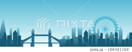 Light blue cityscape background. City buildings...のイラスト素材 [106381169 ...