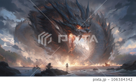 sea fire-breathing dragon from the abyssのイラスト素材 [106384342] - PIXTA