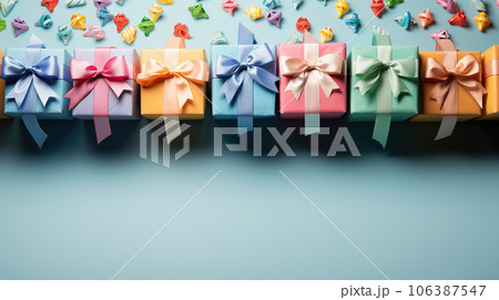 Colorful Birthday Gift Boxes and Streamers -...のイラスト素材 [106387547] - PIXTA