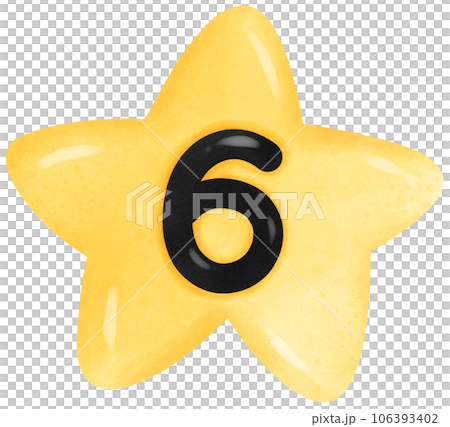 Cute star watercolor number six - Stock Illustration [106393402] - PIXTA