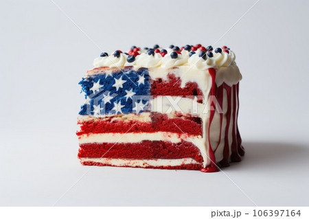 Slice of American flag cake in color USA flag....のイラスト素材 [106397164 ...