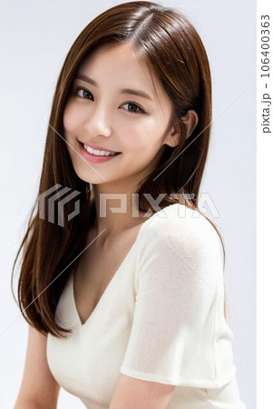 白いシャツの女性（AI生成画像）のイラスト素材 [106400363] - PIXTA