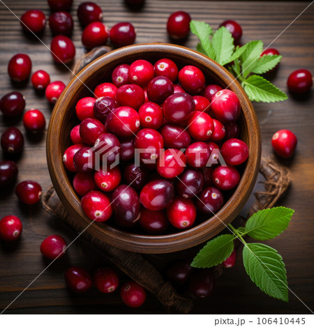 Cranberry banner. Bowl full of cranberries....のイラスト素材 [106410445] - PIXTA