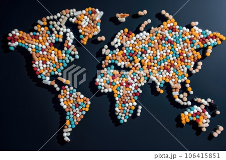 World Map Made of Medicine Pills, Pill Earth,...のイラスト素材 [106415851] - PIXTA