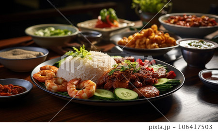 Asian food tableのイラスト素材 [106417503] - PIXTA
