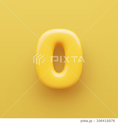 3D Yellow number zero with a glossy surface on...のイラスト素材 [106418876 ...