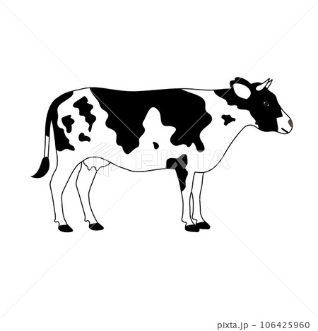 Vector hand drawn flat cowのイラスト素材 [106425960] - PIXTA