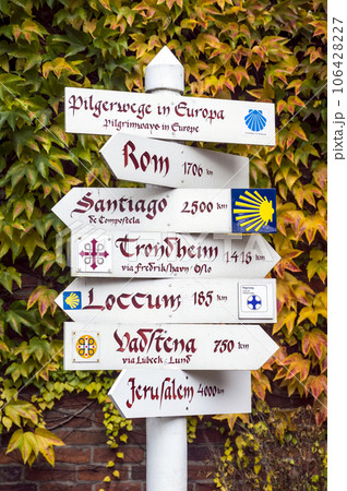Sign showing pilgrimage destinations in...の写真素材 [106428227] - PIXTA
