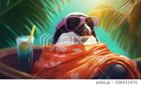 Chillin' Penguin: A Tropical Retreatのイラスト素材 [106431970] - PIXTA