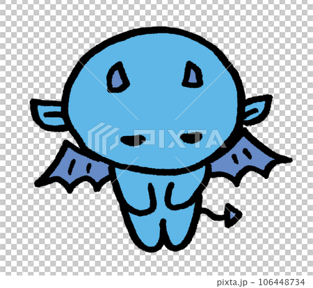 cute little devil with horns and wings - Stock Illustration [106448734 ...