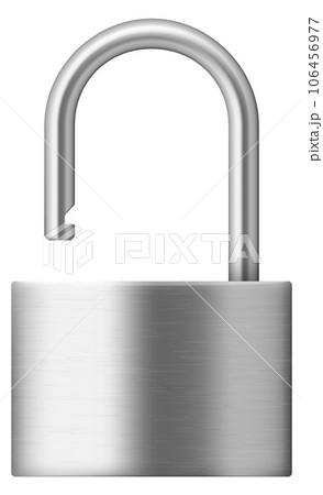 Open padlock mockup. Metallic lock realistic steelのイラスト素材 [106456977 ...
