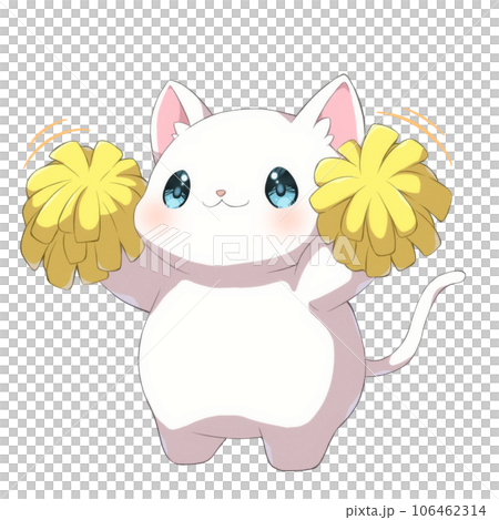 White cat cheering - Stock Illustration [106462314] - PIXTA