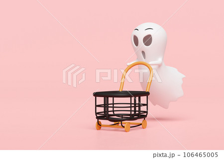 3d halloween day concept with cute ghost...のイラスト素材 [106465005] - PIXTA