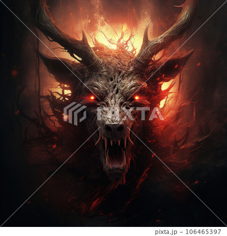 Image of an angry demon deer face terrifying...のイラスト素材 [106465397] - PIXTA