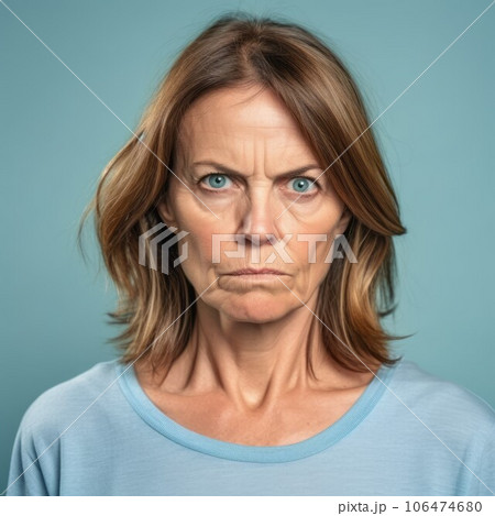 Portrait of an angry middle aged woman with...のイラスト素材 [106474680] - PIXTA