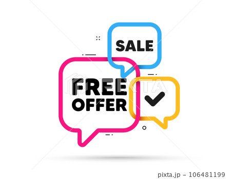 Free offer tag. Ribbon bubble chat banner....のイラスト素材 [106481199] - PIXTA