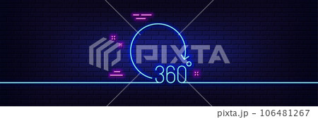 Neon light glow effect. 360 degrees line icon....のイラスト素材 [106481267 ...