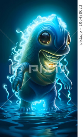 3d water monster cartoon character illustration のイラスト素材 [106488023] - PIXTA