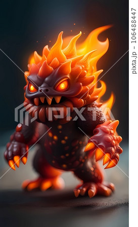 3d fire monster cartoon character illustration のイラスト素材 [106488447] - PIXTA