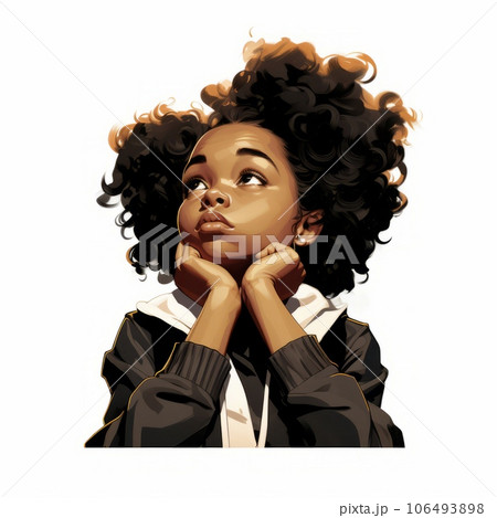 Black Woman Thinking Cartoon
