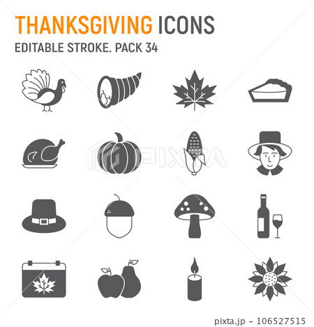 Thanksgiving glyph icon set, holidays...のイラスト素材 [106527515] - PIXTA