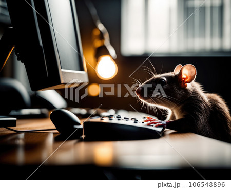 Image of a rat at the computer.のイラスト素材 [106548896] - PIXTA