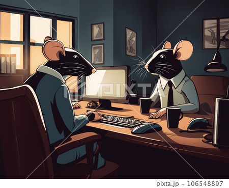 Meeting in the office of rats.のイラスト素材 [106548897] - PIXTA