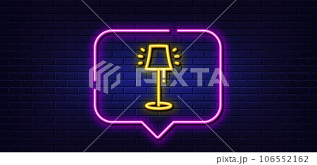 Neon light speech bubble. Stand lamp line icon....のイラスト素材 [106552162 ...