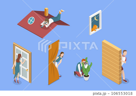 3D Isometric Flat Vector Set of Spying Peopleのイラスト素材 [106553018] - PIXTA