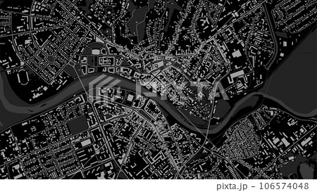 Map of Uzhhorod city, Ukraine. Urban black and...のイラスト素材 [106574048 ...