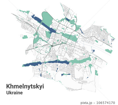 Khmelnytskyi map, Ukrainian city. Municipal...のイラスト素材 [106574170] - PIXTA
