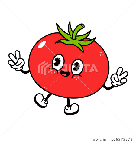Jumping Tomato character. Vector hand drawn...のイラスト素材 [106575573] - PIXTA