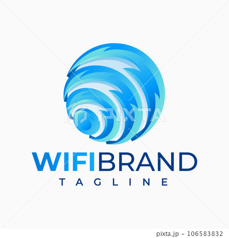 Modern gradient 3D abstract fire wireless wifi...のイラスト素材 [106583832 ...