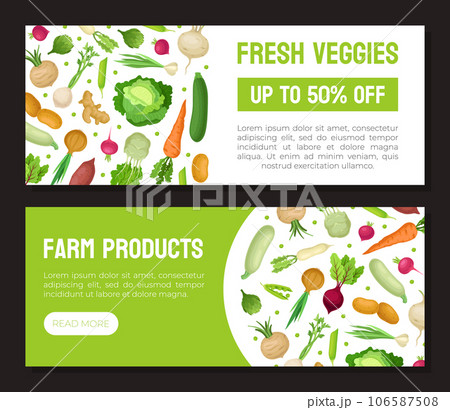 Fresh Organic Vegetable Shop Banner Design...のイラスト素材 [106587508] - PIXTA