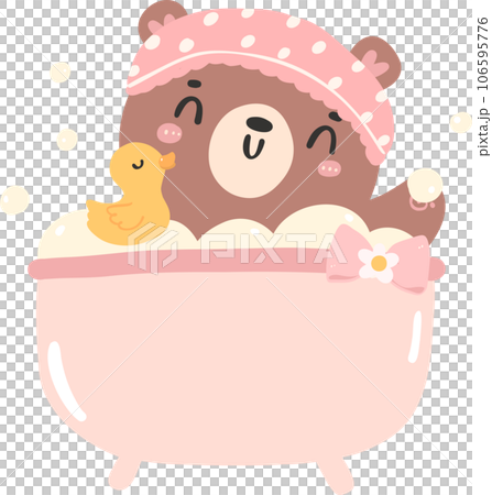 Cute baby shower bear girl in bath cartoon - Stock Illustration ...