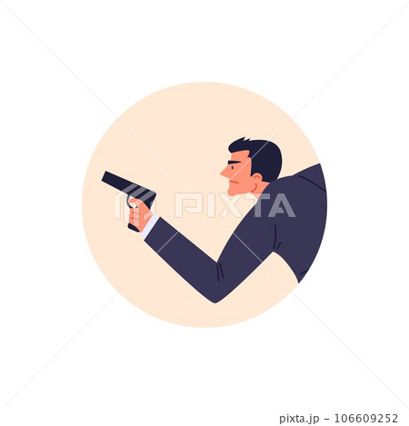 Special secret agent in dark formal suit armed...のイラスト素材 [106609252 ...