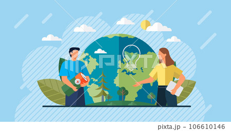 Respect for environment. Save planet. Man and...のイラスト素材 [106610146] - PIXTA