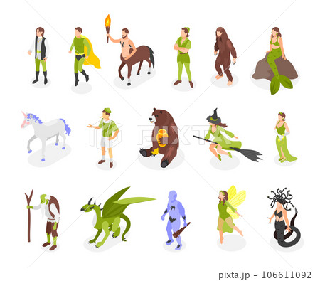 Fairy Tale Creatures Isometric Iconsのイラスト素材 [106611092] - PIXTA