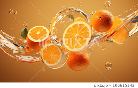 Vibrant oranges submerged in clear water with...のイラスト素材 [106615242] - PIXTA