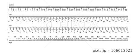 Inch and metric rulers. Centimeters, inches and...のイラスト素材 [106615923 ...