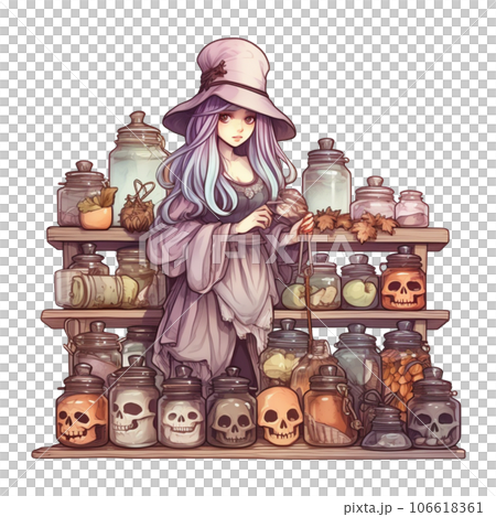 Watercolor witch magic potion Halloween... - Stock Illustration [106618361] - PIXTA