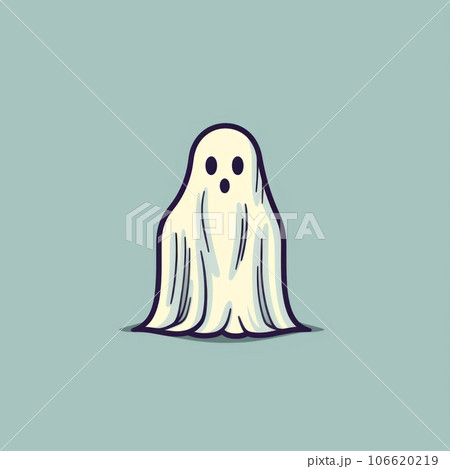 Cute little white ghost with small eyes and an...のイラスト素材 [106620219 ...