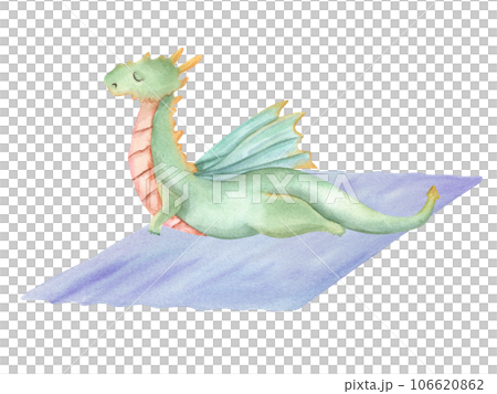 Dragon doing stretching on the mat. Cute animal...のイラスト素材 [106620862 ...