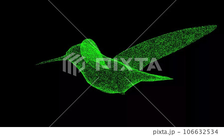 3D hummingbird on black bg. Symbol of peace and...のイラスト素材 [106632534 ...