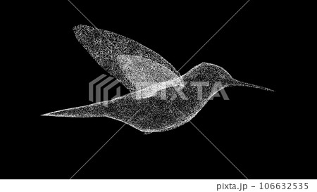 3D hummingbird on black bg. Symbol of peace and...のイラスト素材 [106632535 ...