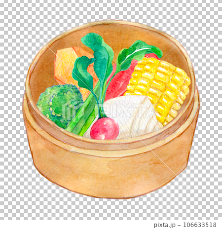 Steamed vegetables watercolor illustration - Stock Illustration ...