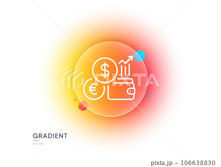 Currency rates line icon. Gradient blur button...のイラスト素材 [106638830 ...