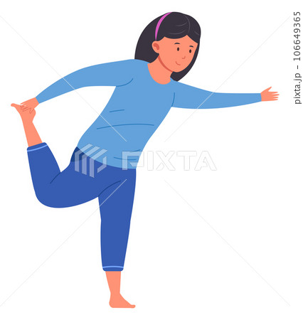 Girl stretching. Kid training exercise. Child yogaのイラスト素材 [106649365 ...
